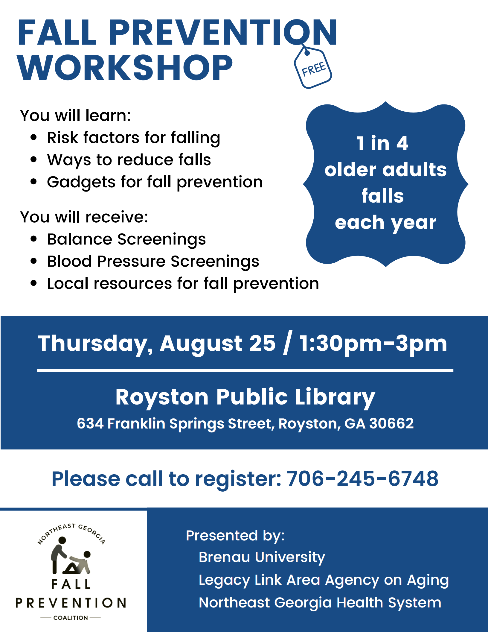 Royston Public Library to Host Fall Prevention Program - 92.1 WLHR