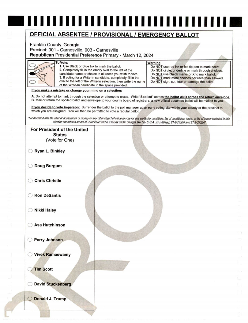 Franklin County Sample Ballots For Presidential Preference Primary - 92 ...
